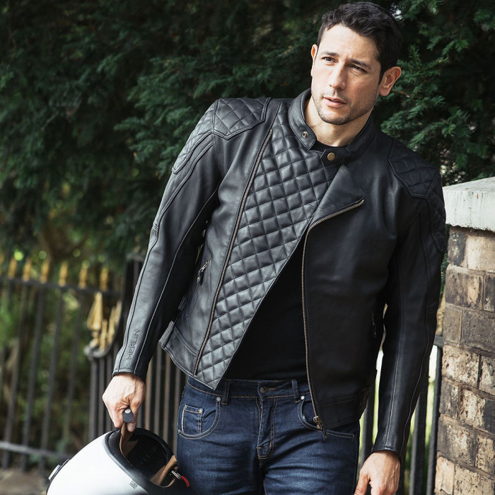 Merlin Chester Cafe D3O Leather Jacket Black Mens Motorcycle ...